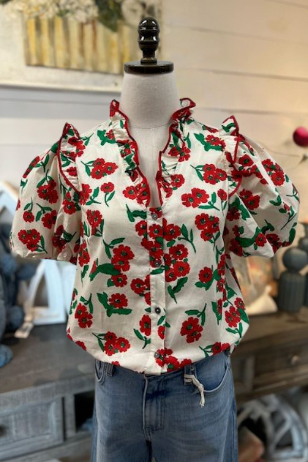 Charming Ruffle Floral Top